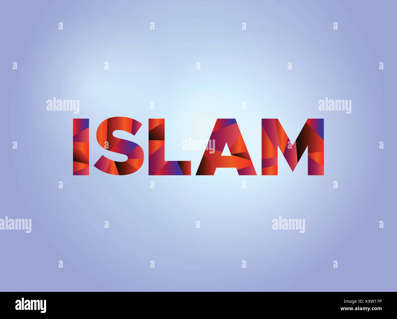 The word ISLAM concept written in colorful fragmented word art on a ...