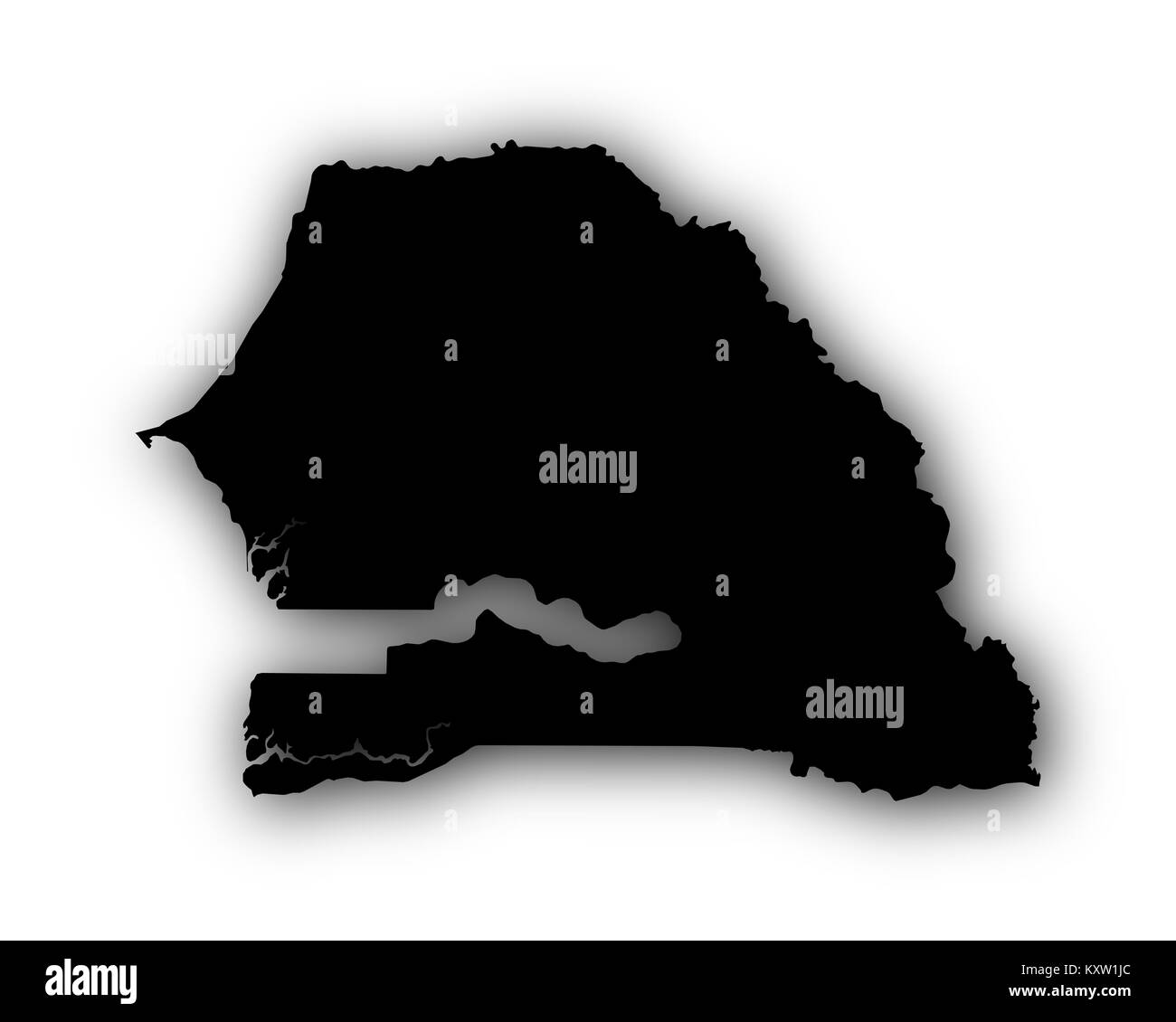 Senegal silhouette map isolated Black and White Stock Photos & Images ...