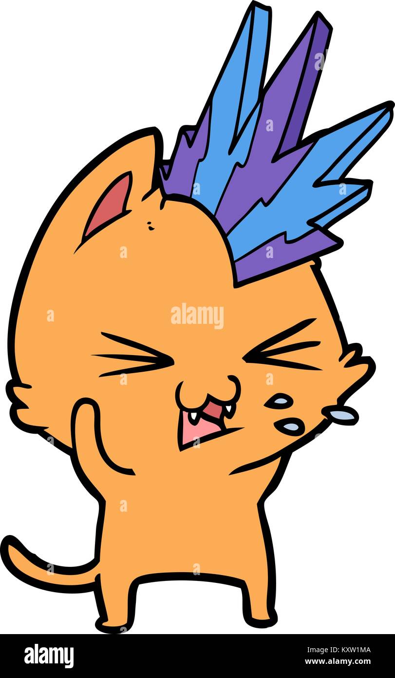 cartoon punk rock cat hissing Stock Vector Image & Art - Alamy