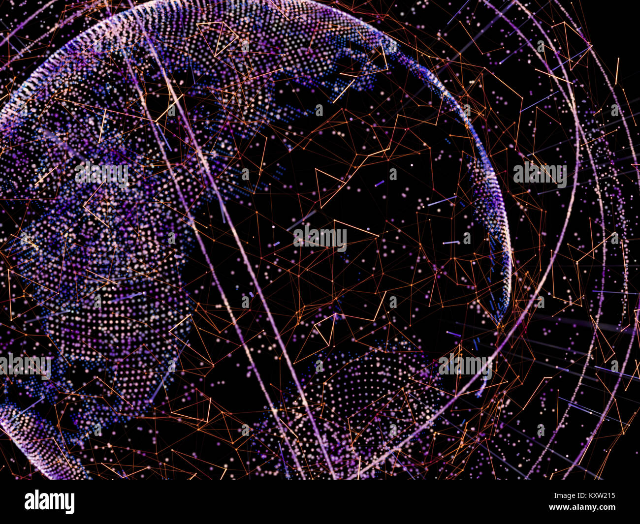 World map of points, lines. 3d illustration Stock Photo - Alamy