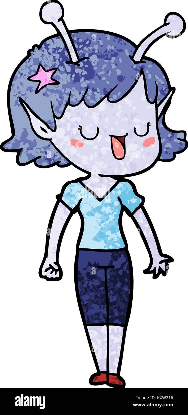 happy alien girl cartoon Stock Vector Image & Art - Alamy