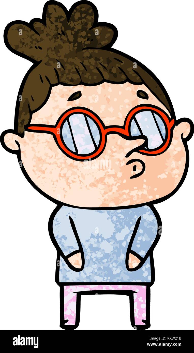 cartoon woman wearing glasses Stock Vector Image & Art - Alamy