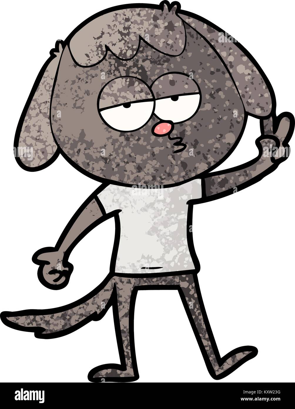 cartoon tired dog giving peace sign Stock Vector Image & Art - Alamy