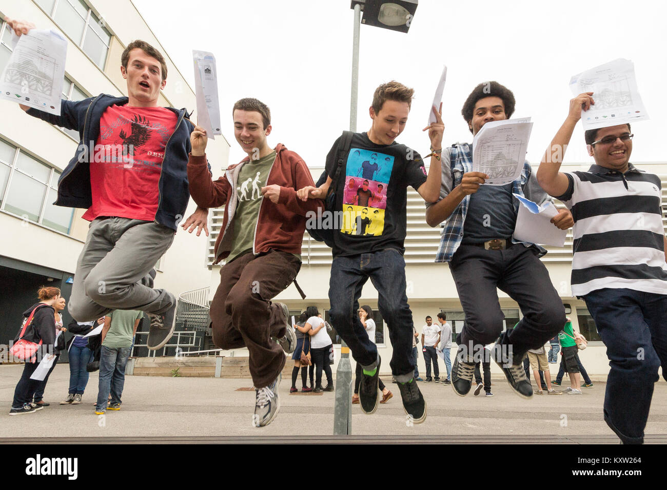 School students receiving their A Level results, London Borough of ...