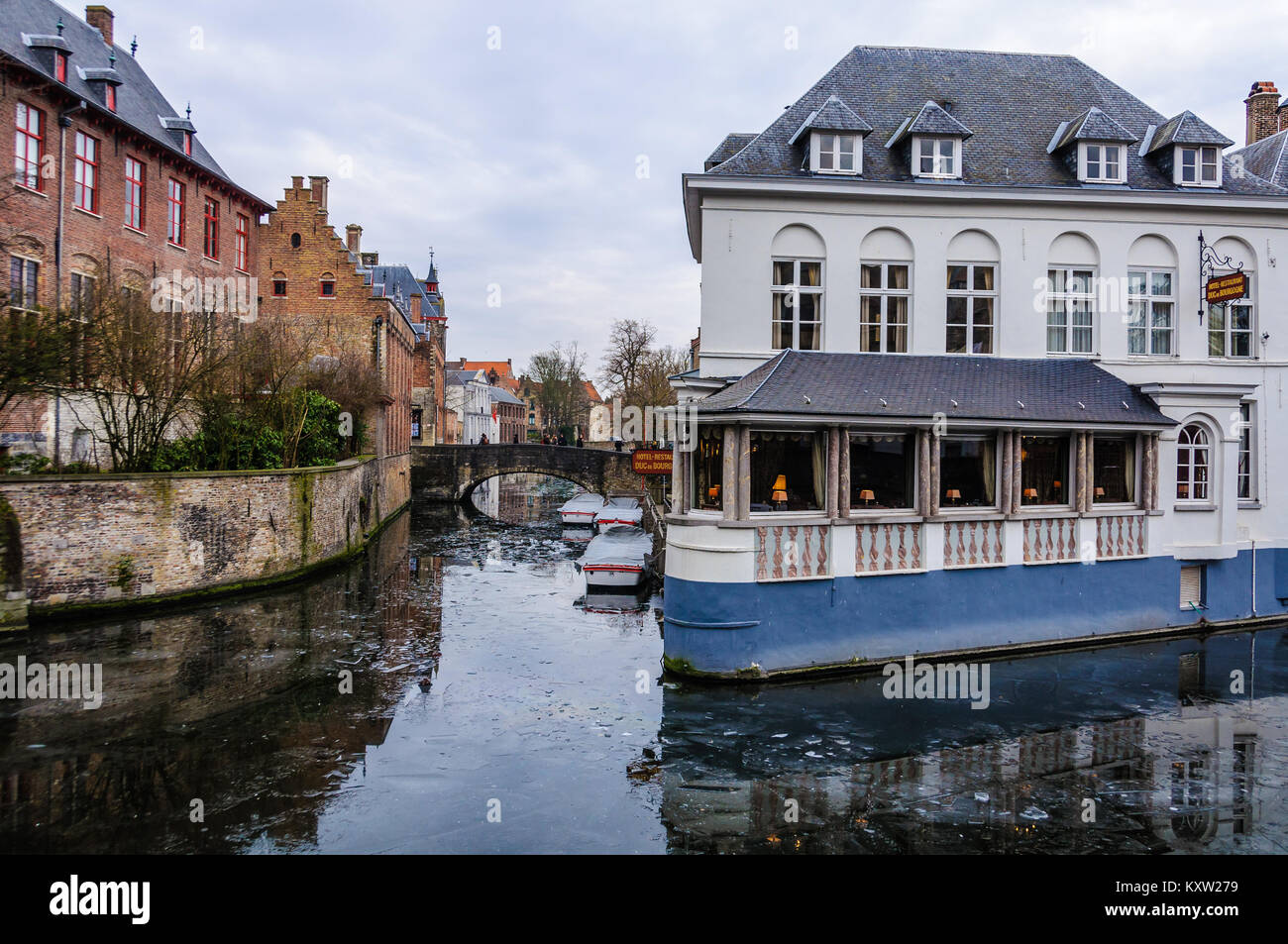 Canal and medieval houses in the UNESCO World Heritage Old Town of ...