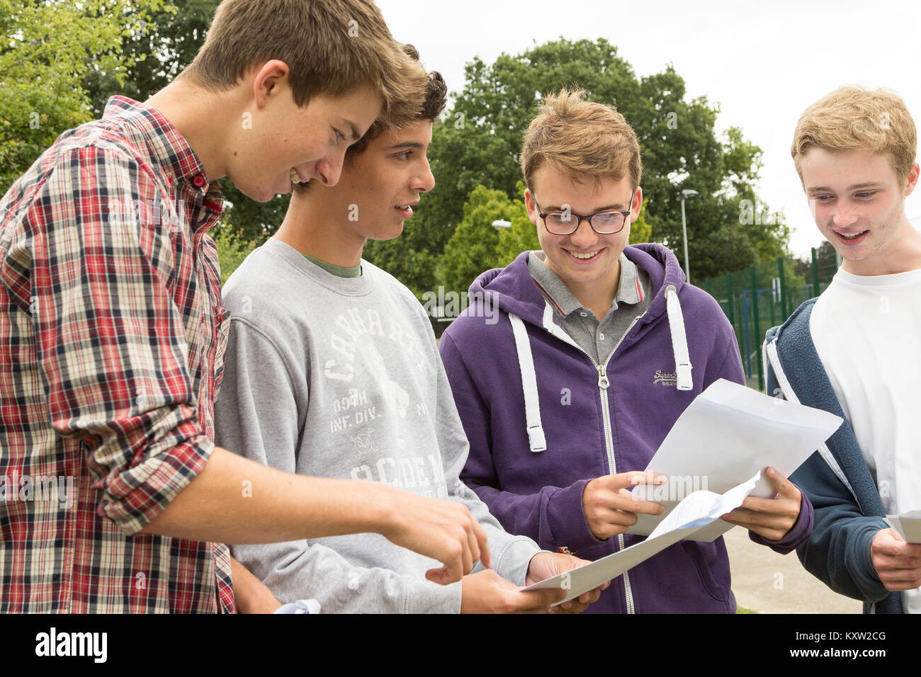 School students receiving their A Level results, London Borough of ...