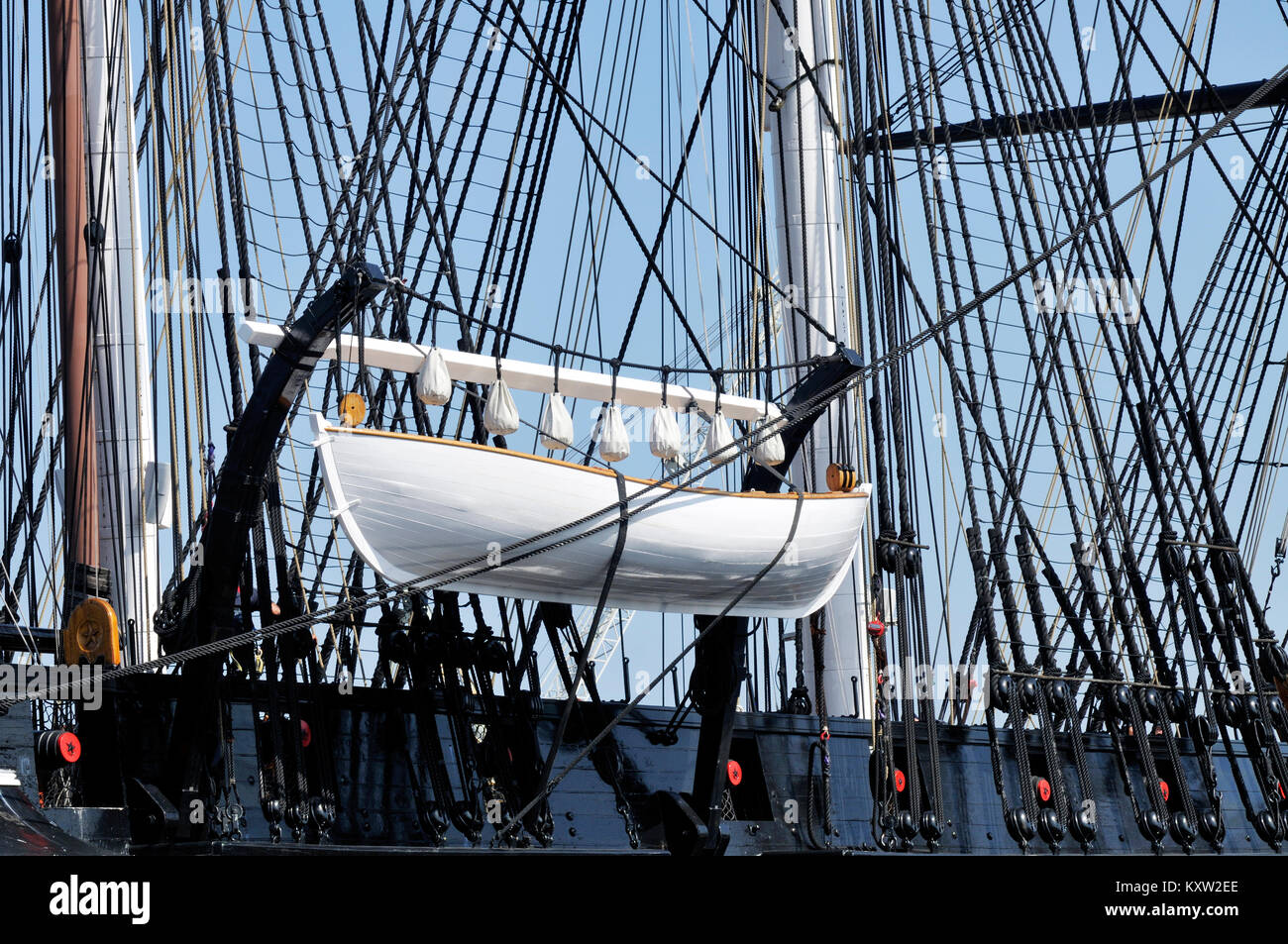 Whaleboat aka Lifeboat on the quarterdavits of the historic USS ...