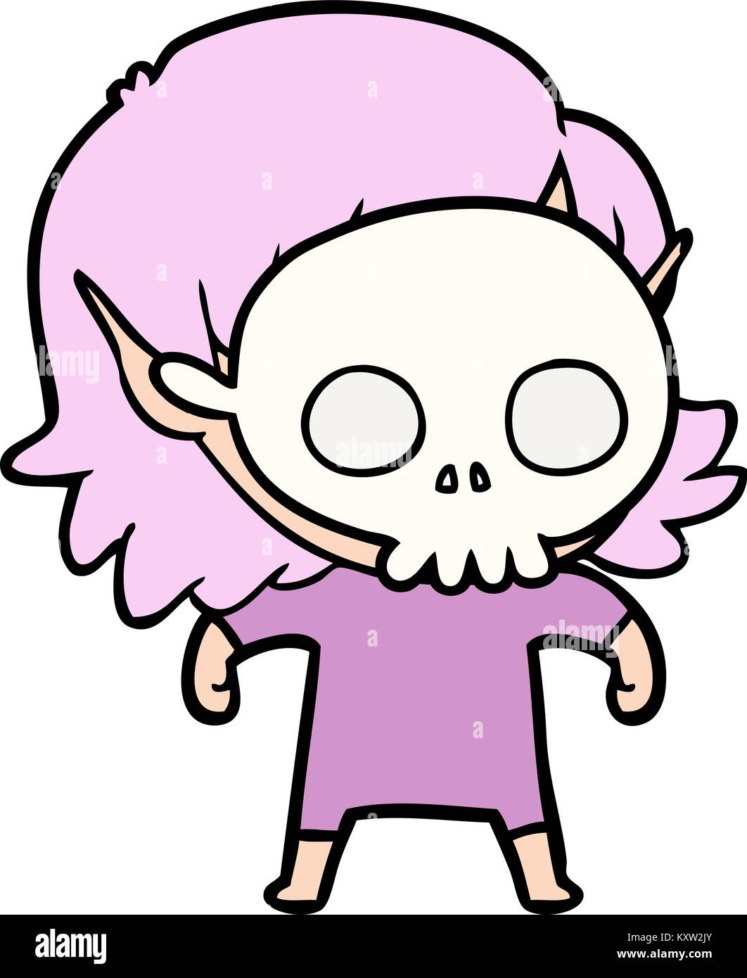 happy cartoon elf girl wearing skull mask Stock Vector Image & Art - Alamy