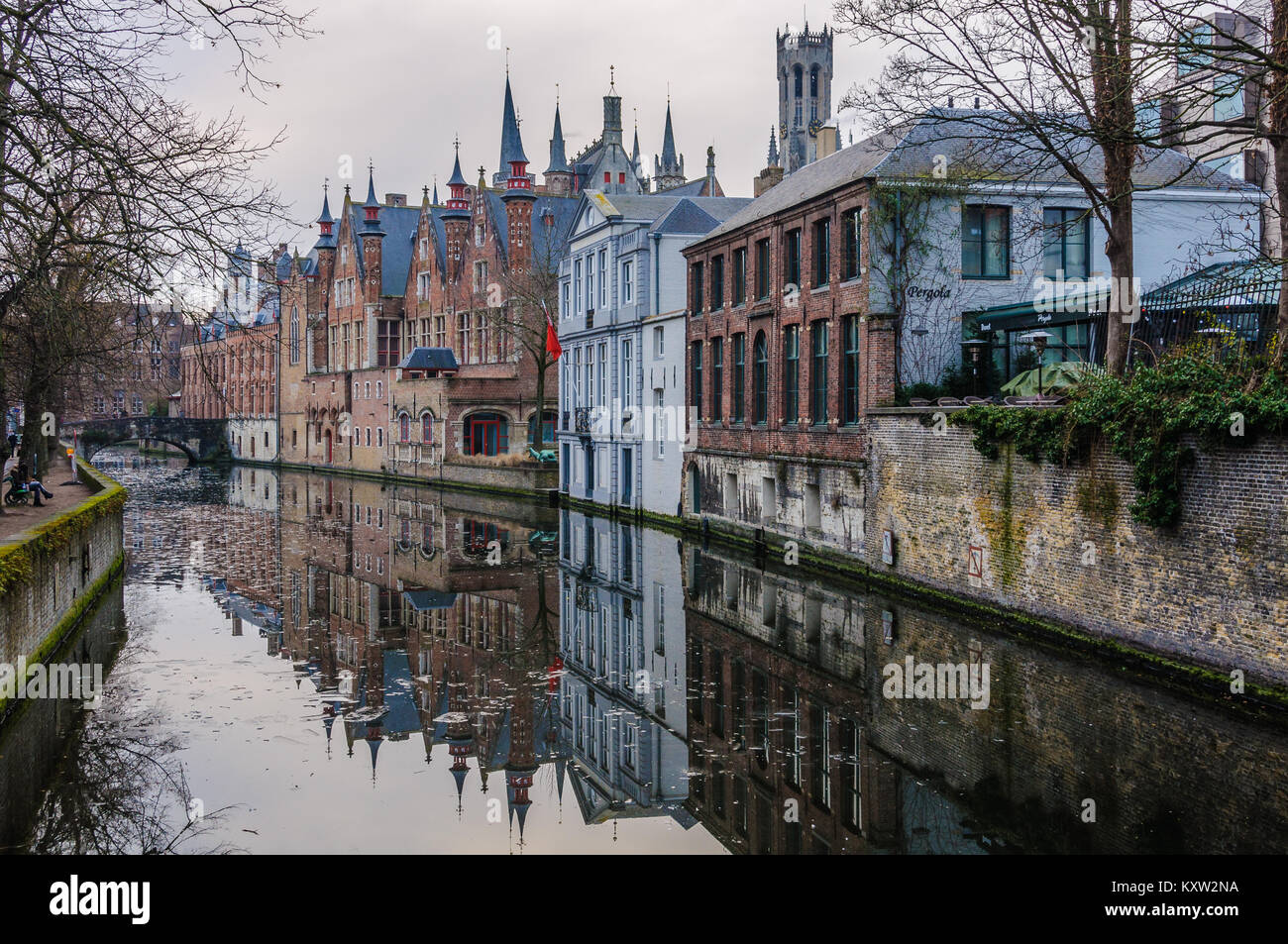 Reflections of bridges in the canal in the UNESCO World Heritage Old ...