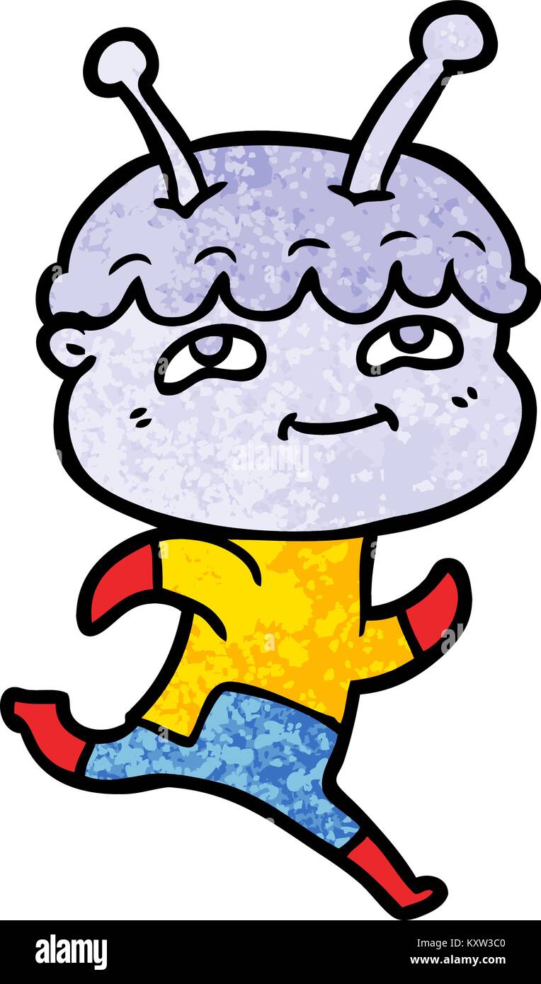 friendly cartoon spaceman running Stock Vector Image & Art - Alamy