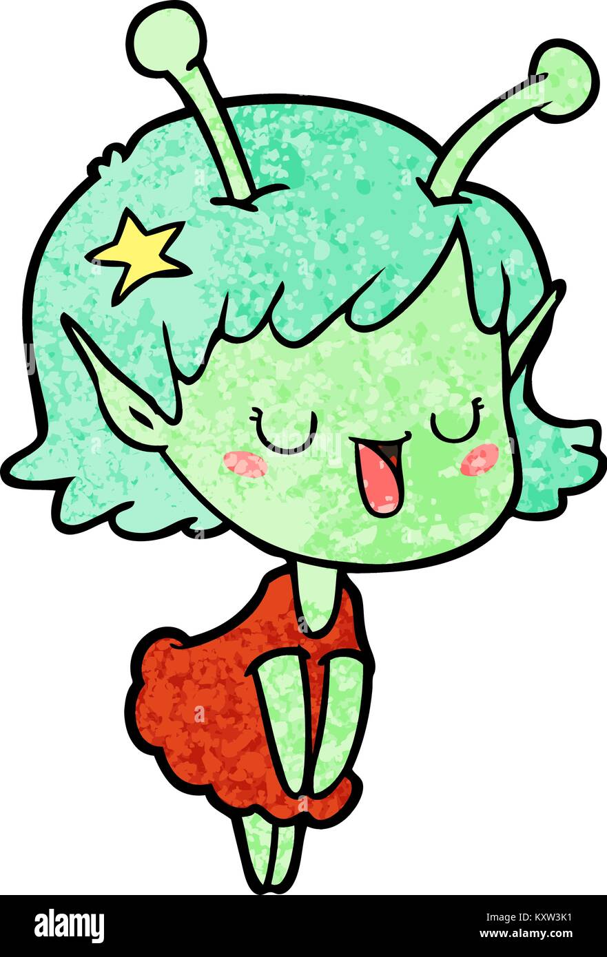 happy alien girl cartoon Stock Vector Image & Art - Alamy