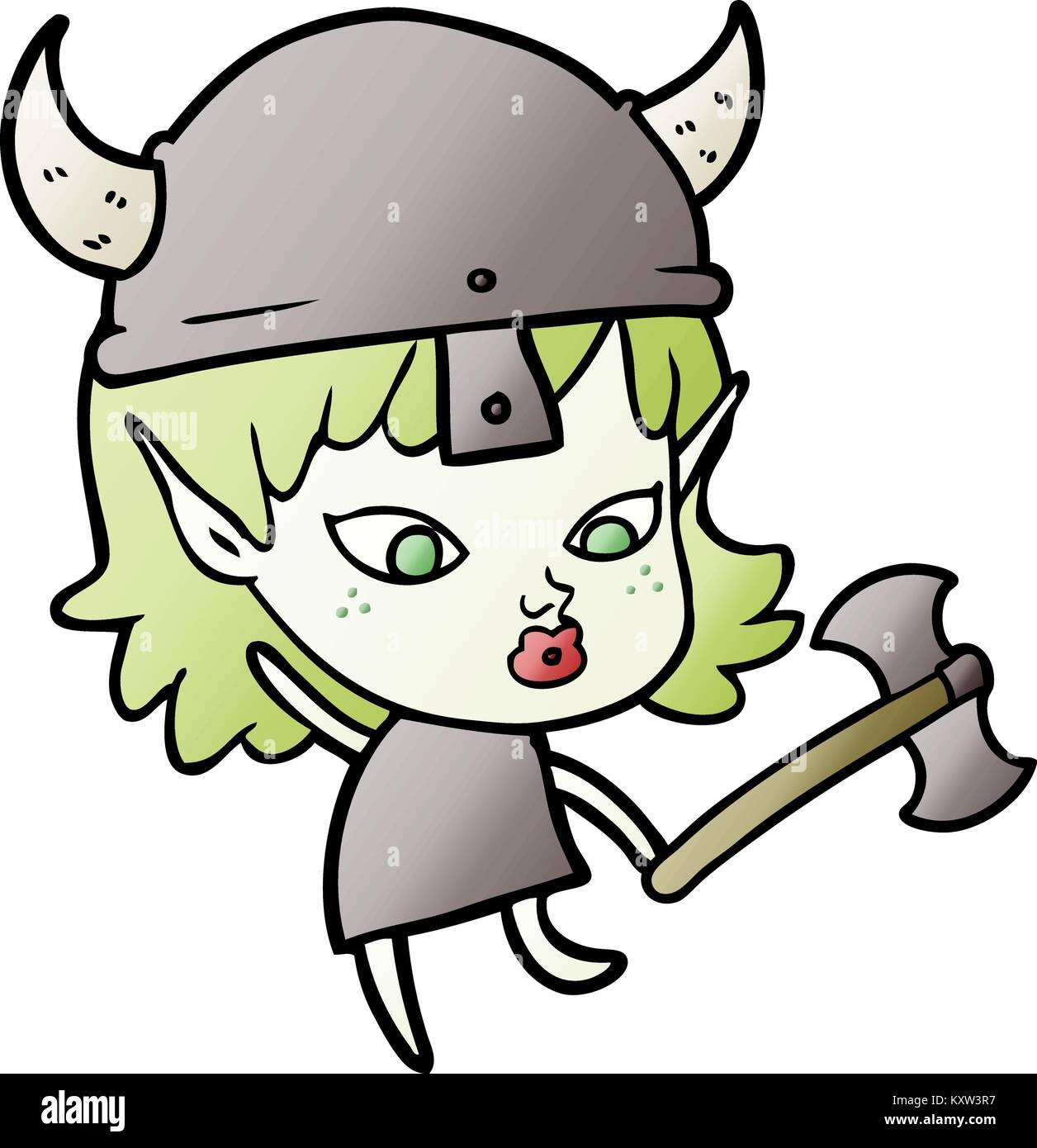 pretty cartoon viking elf girl Stock Vector Image & Art - Alamy