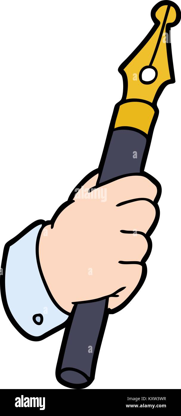 cartoon hand holding fountain pen Stock Vector Image & Art - Alamy