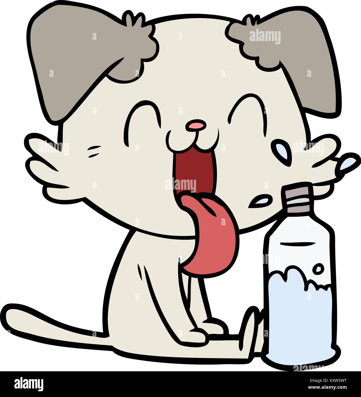 cartoon panting dog with water Stock Vector Image & Art - Alamy