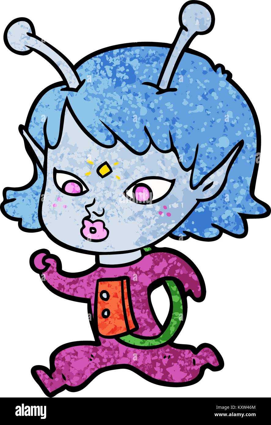 pretty cartoon alien girl running Stock Vector Image & Art - Alamy