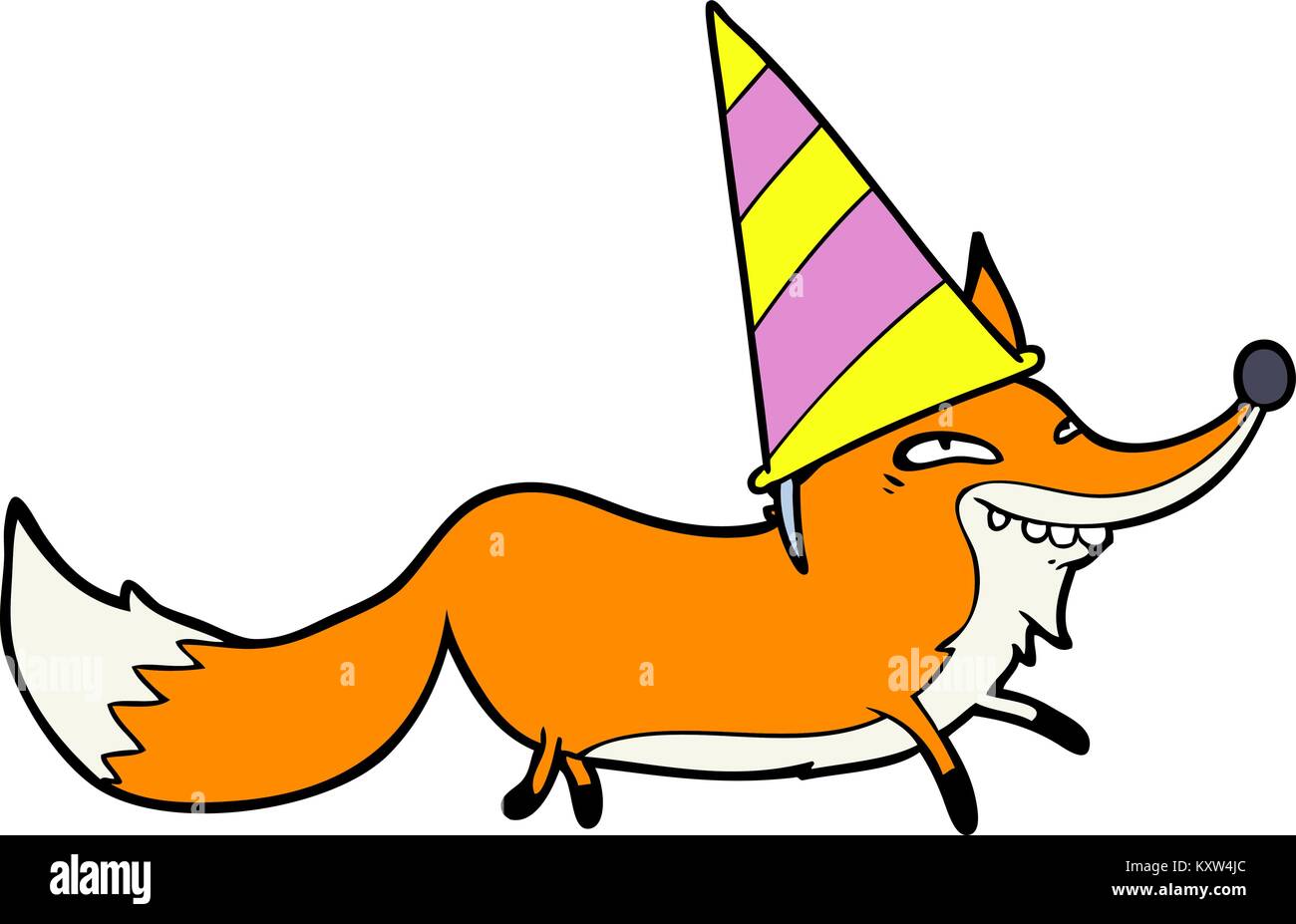 cute cartoon sly fox in party hat Stock Vector Image & Art - Alamy