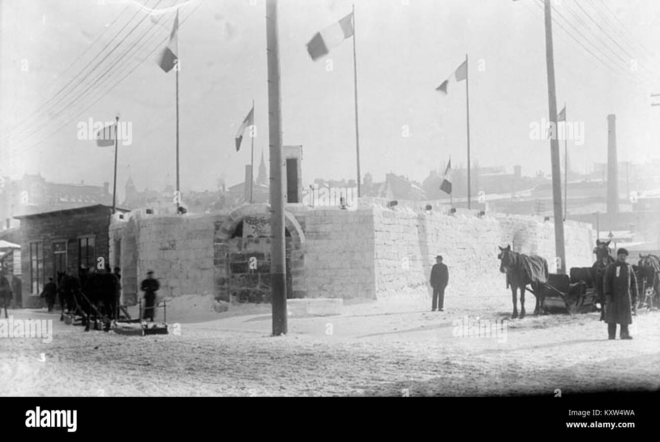 This image shows an ice fort constructed for the Carnaval de Québec in ...
