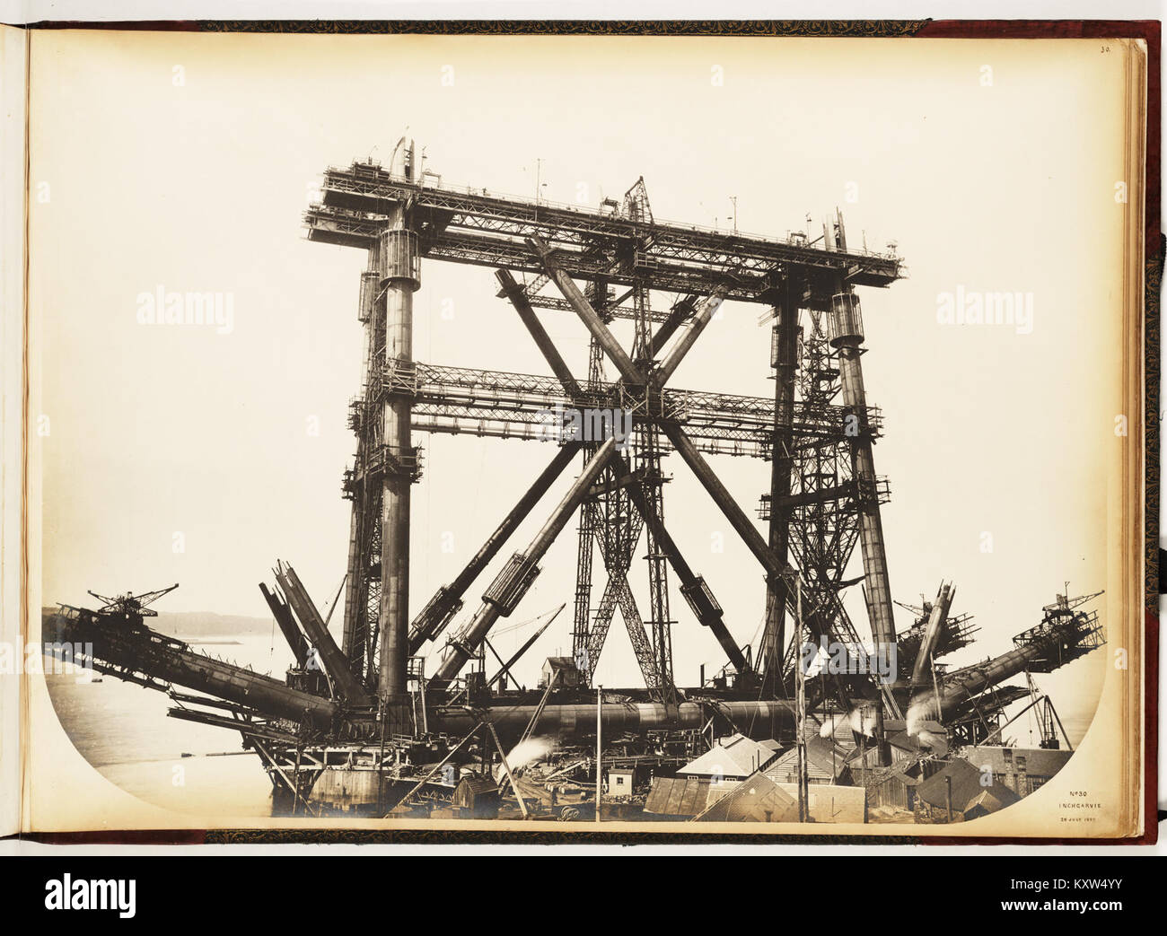 This image depicts the Forth Bridge in Scotland, showing the Inchgarvie ...