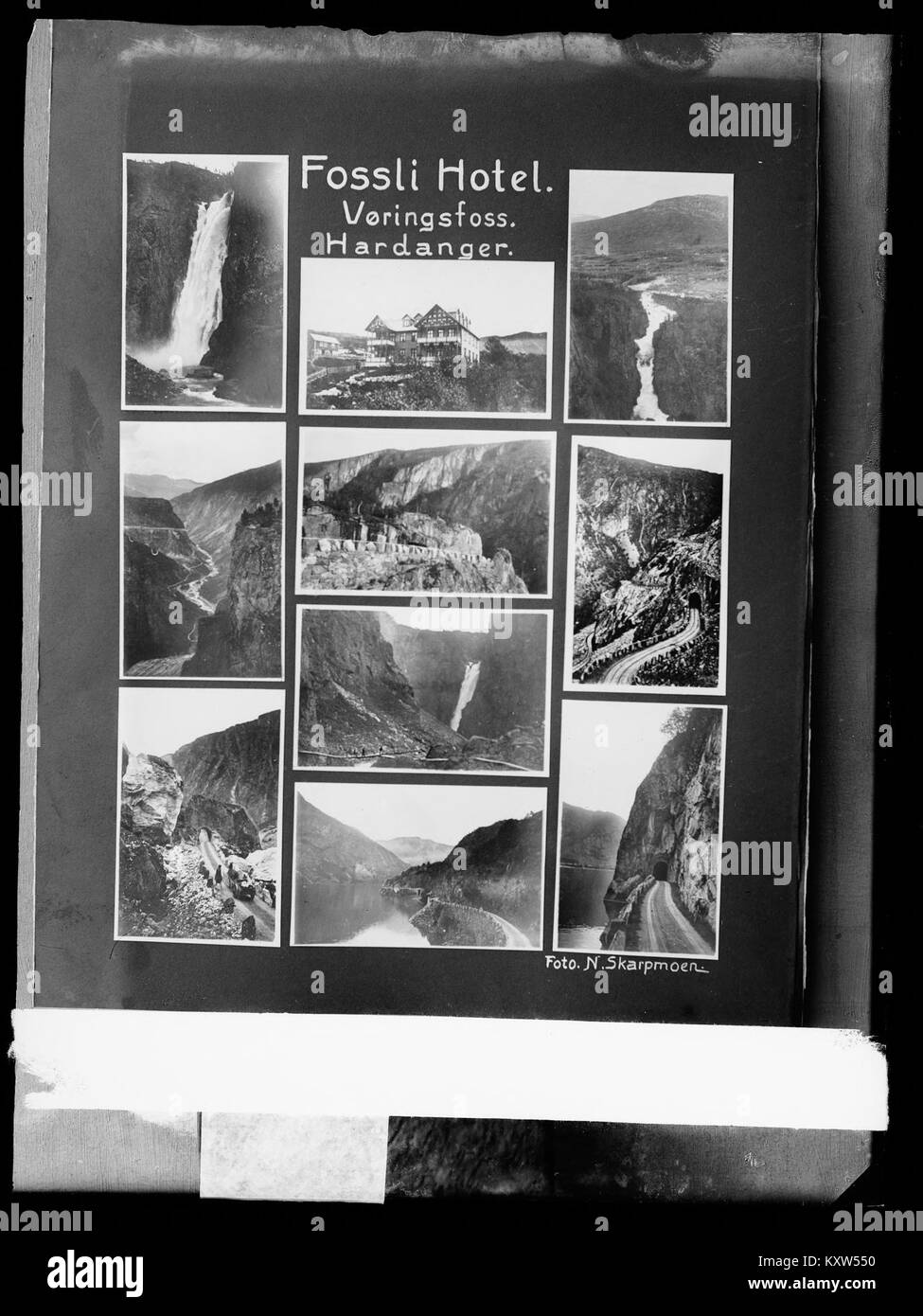 A historic photograph of the Fossli Hotel located near Vøringsfoss in ...