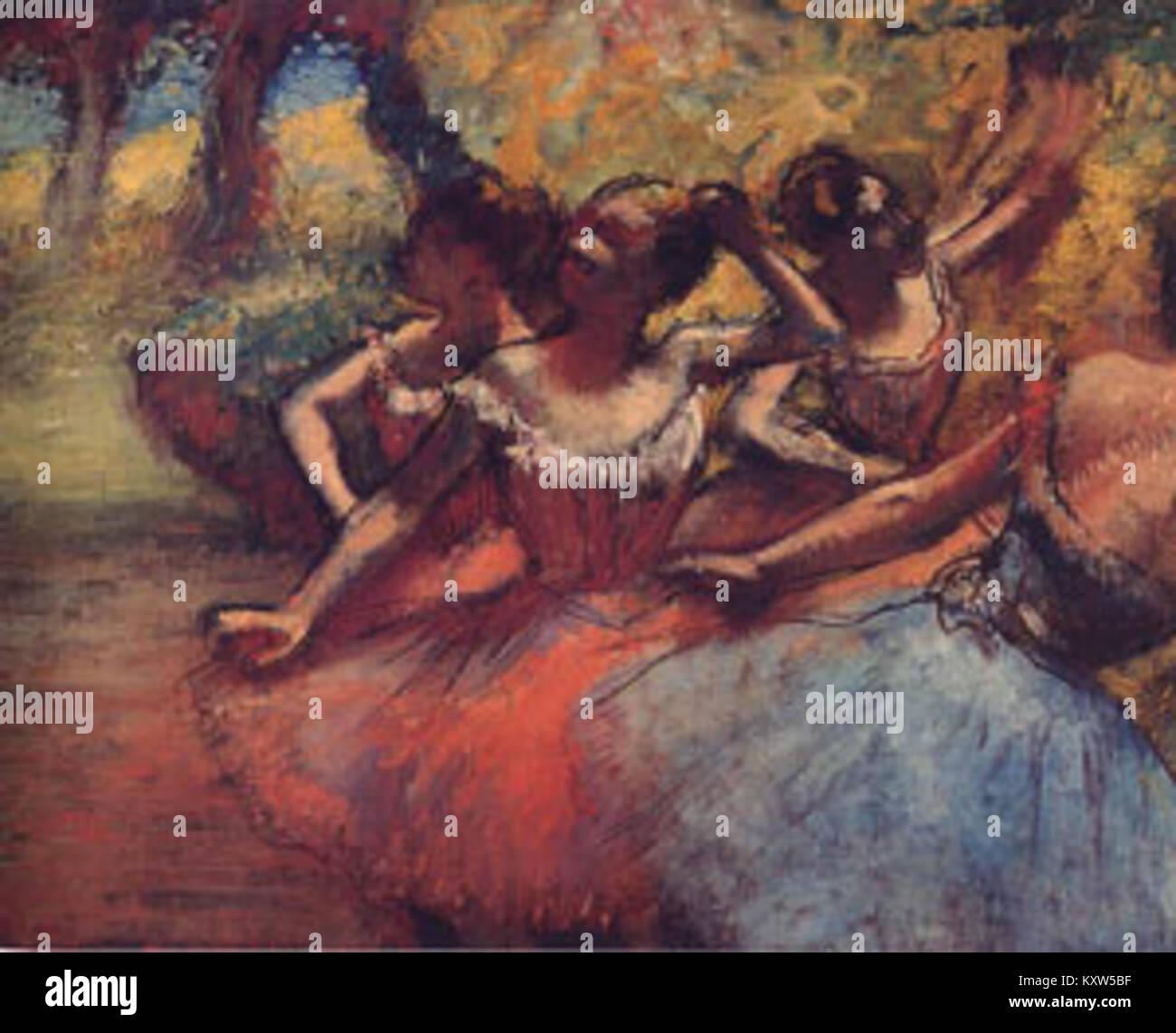 This artwork depicts four dancers performing in a scene, showcasing ...