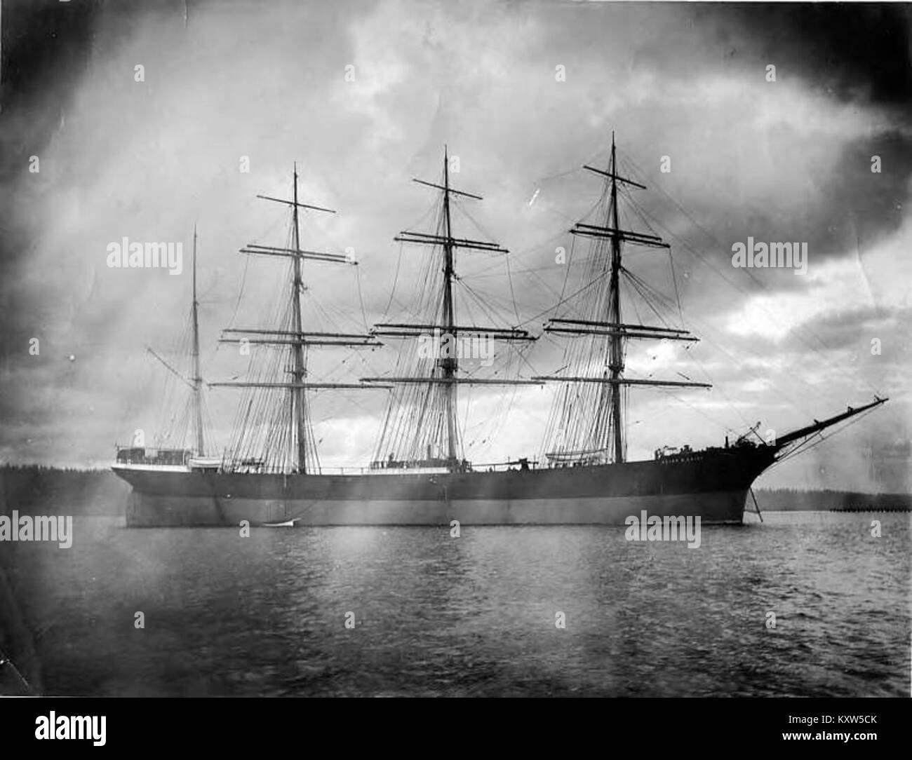The four-masted bark Alice A Leigh, shown anchored near Washington ...