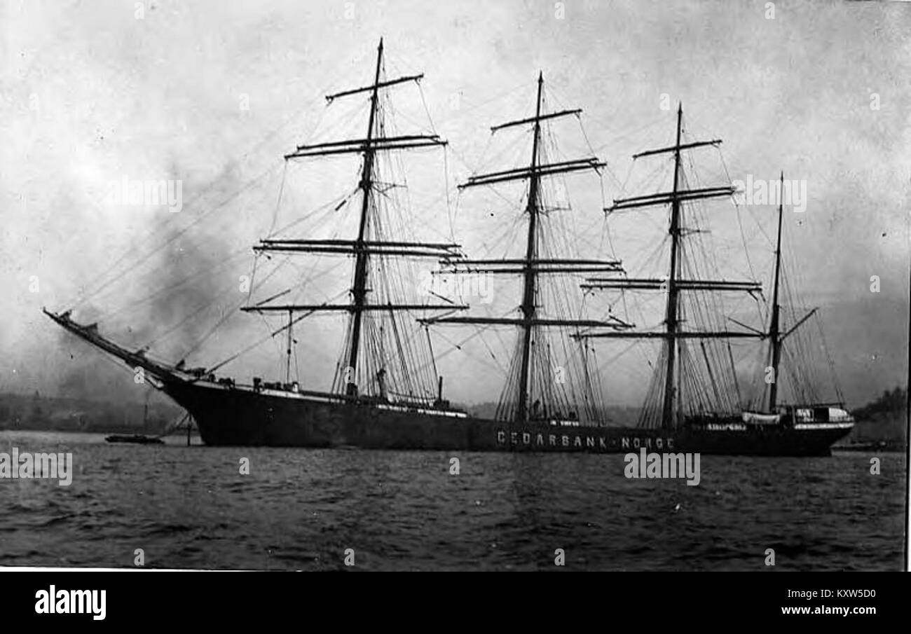 Four-masted bark CEDARBANK at anchor, Washington, ca 1900 (HESTER 490 ...