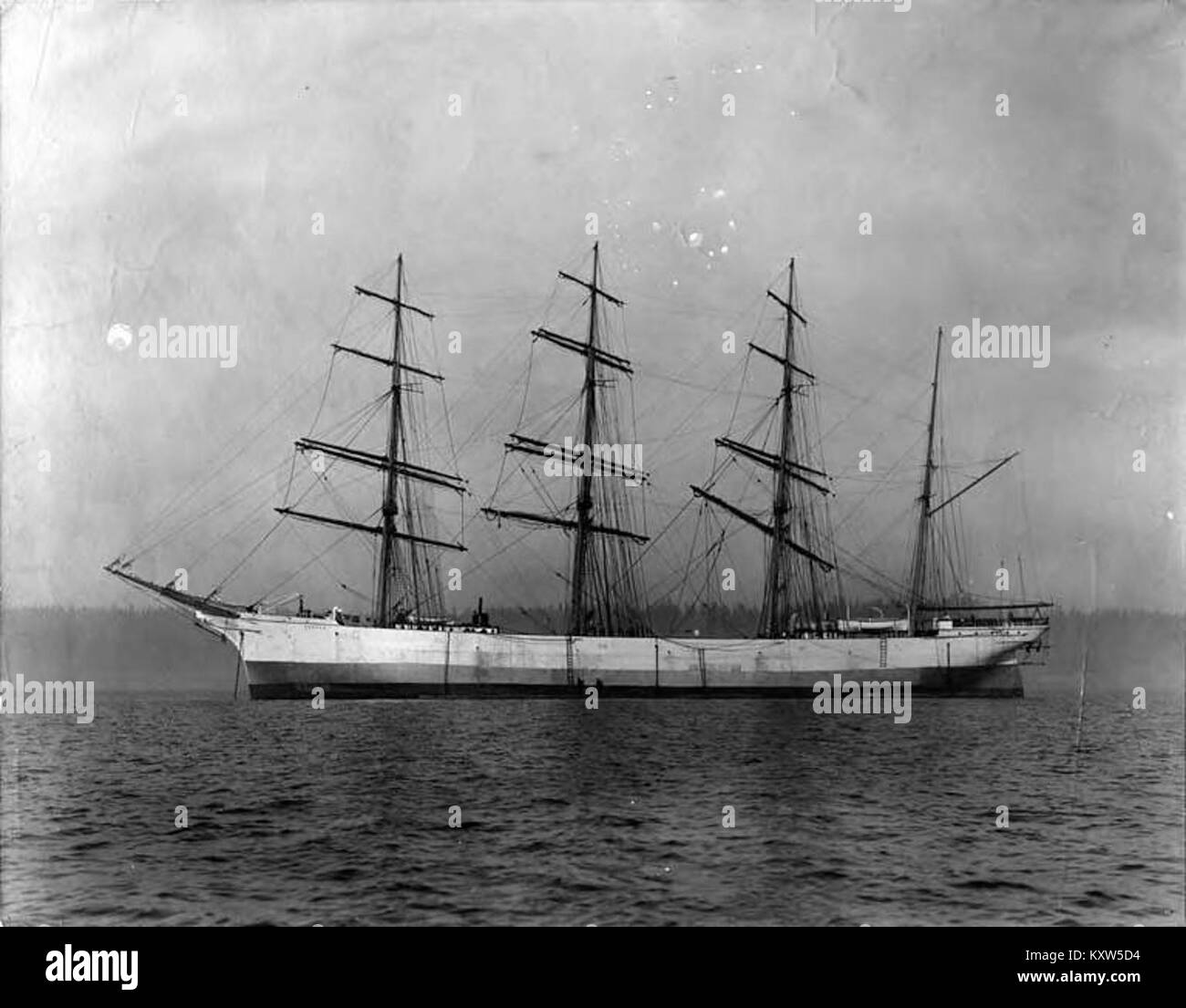 The four-masted bark EUDORA, shown anchored off Washington around 1900 ...