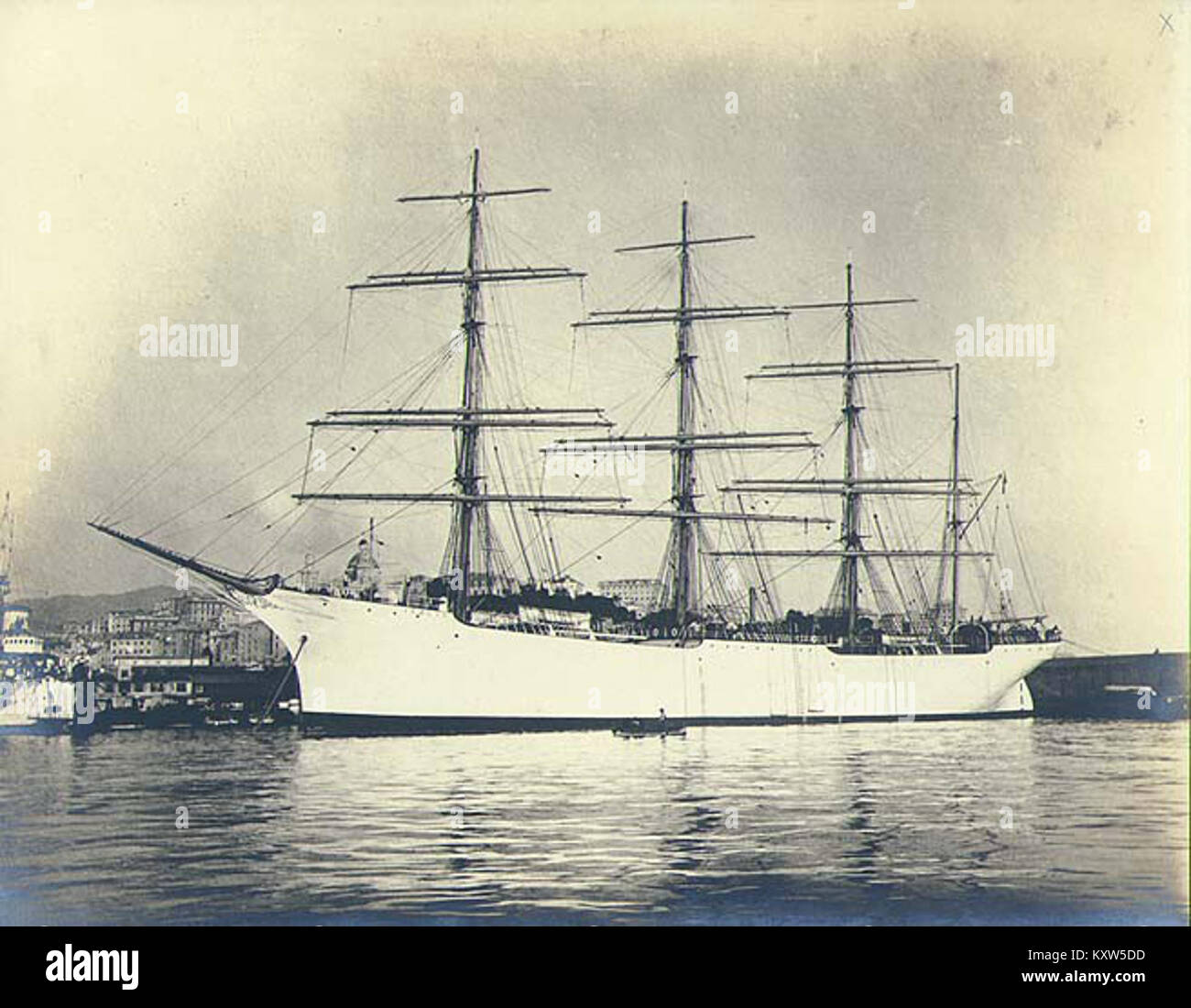 Four-masted bark ITALIA at anchor at dock, Seattle, Washington, ca 1904 ...