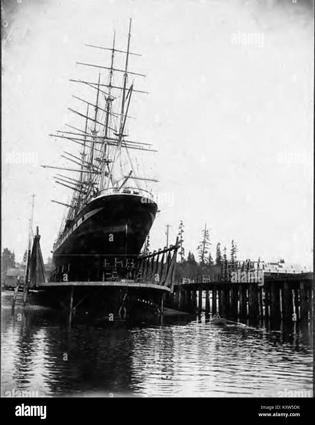 Four-masted bark LYNTON at Hall Yard, Eagle Harbor, Bainbridge Island ...