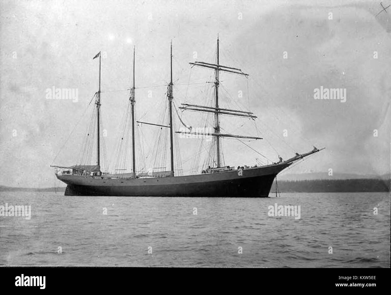 The four-masted barkentine Alta, an iconic ship, is pictured anchored ...
