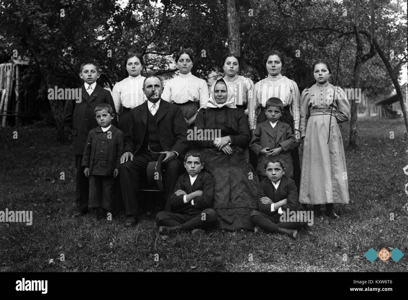 A historical photograph from 1910 showing Franc Rode with his family ...