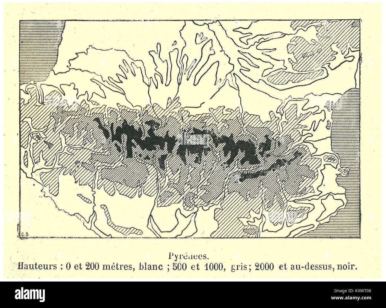 An 1894 geographical map titled “France & Colonies — Pyrénées,” created ...