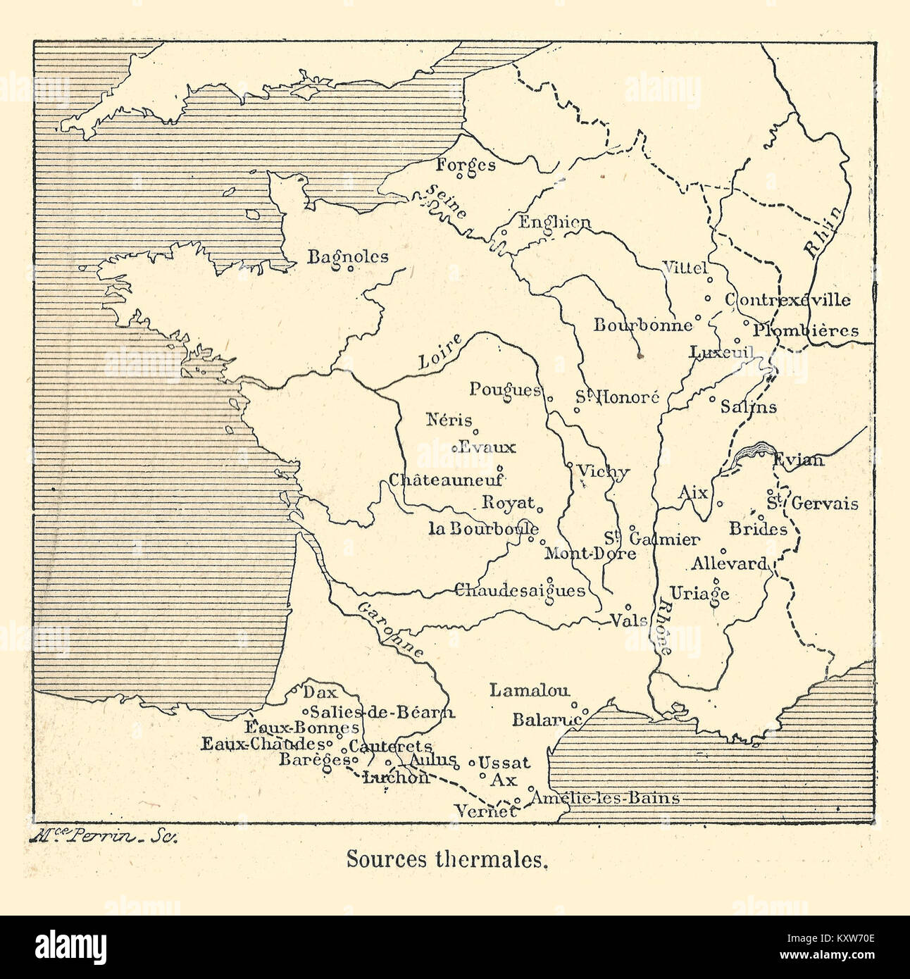 France & Colonies-1894-sources thermales françaises Stock Photo - Alamy