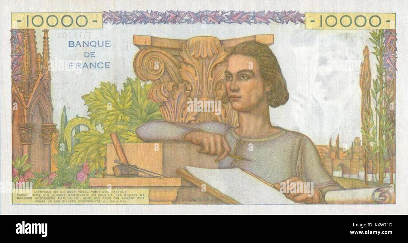 France 10000 francs Génie 02 Stock Photo - Alamy