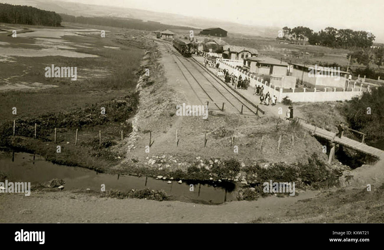 Photograph of Pichilemu railway station in Chile during the 1920s ...