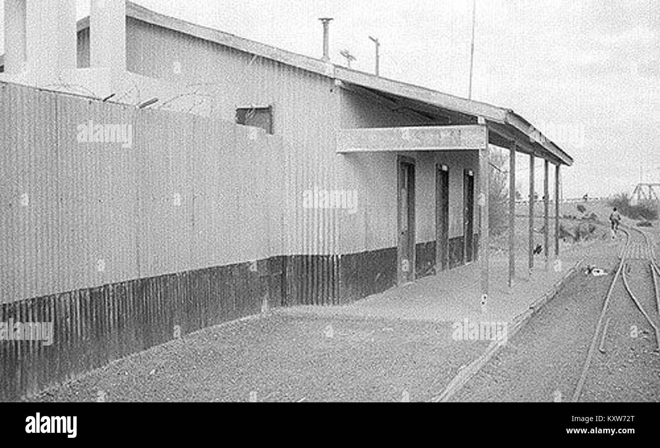 A full view of Rawson Station, part of the FCCH (Ferrocarril Central de ...