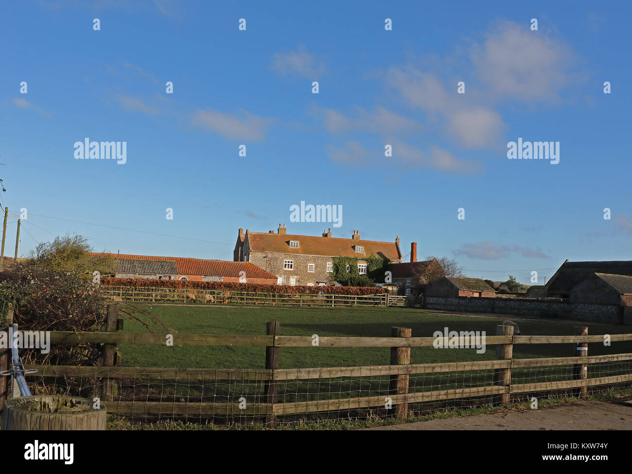 Waxham Hall and Waxham Church Waxham, Norfolk, UK January Stock Photo ...