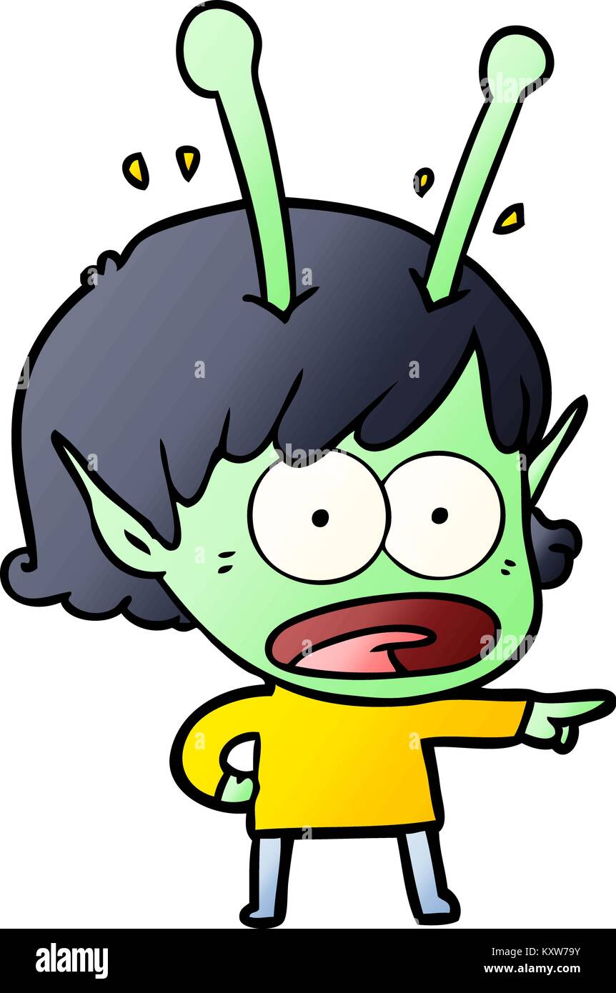 cartoon shocked alien girl Stock Vector Image & Art - Alamy