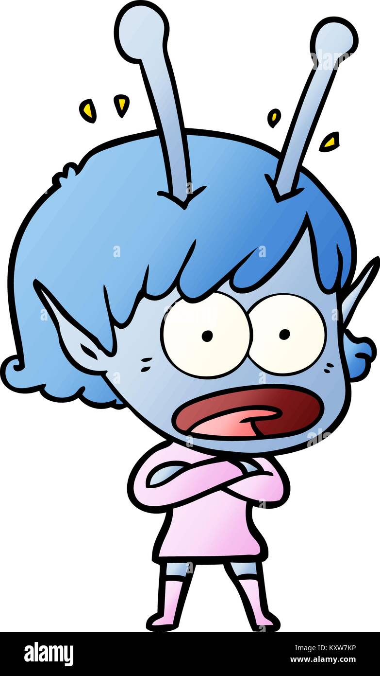 cartoon shocked alien girl Stock Vector Image & Art - Alamy