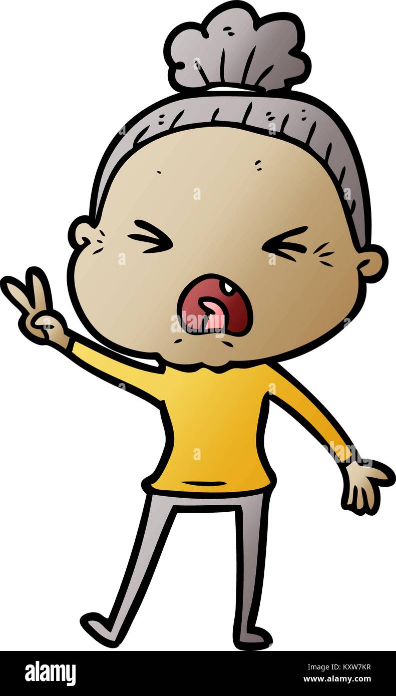 cartoon angry old woman Stock Vector Image & Art - Alamy