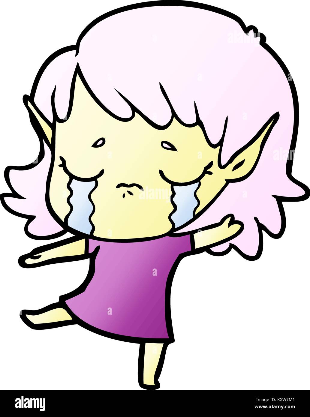 cartoon crying elf girl Stock Vector Image & Art - Alamy