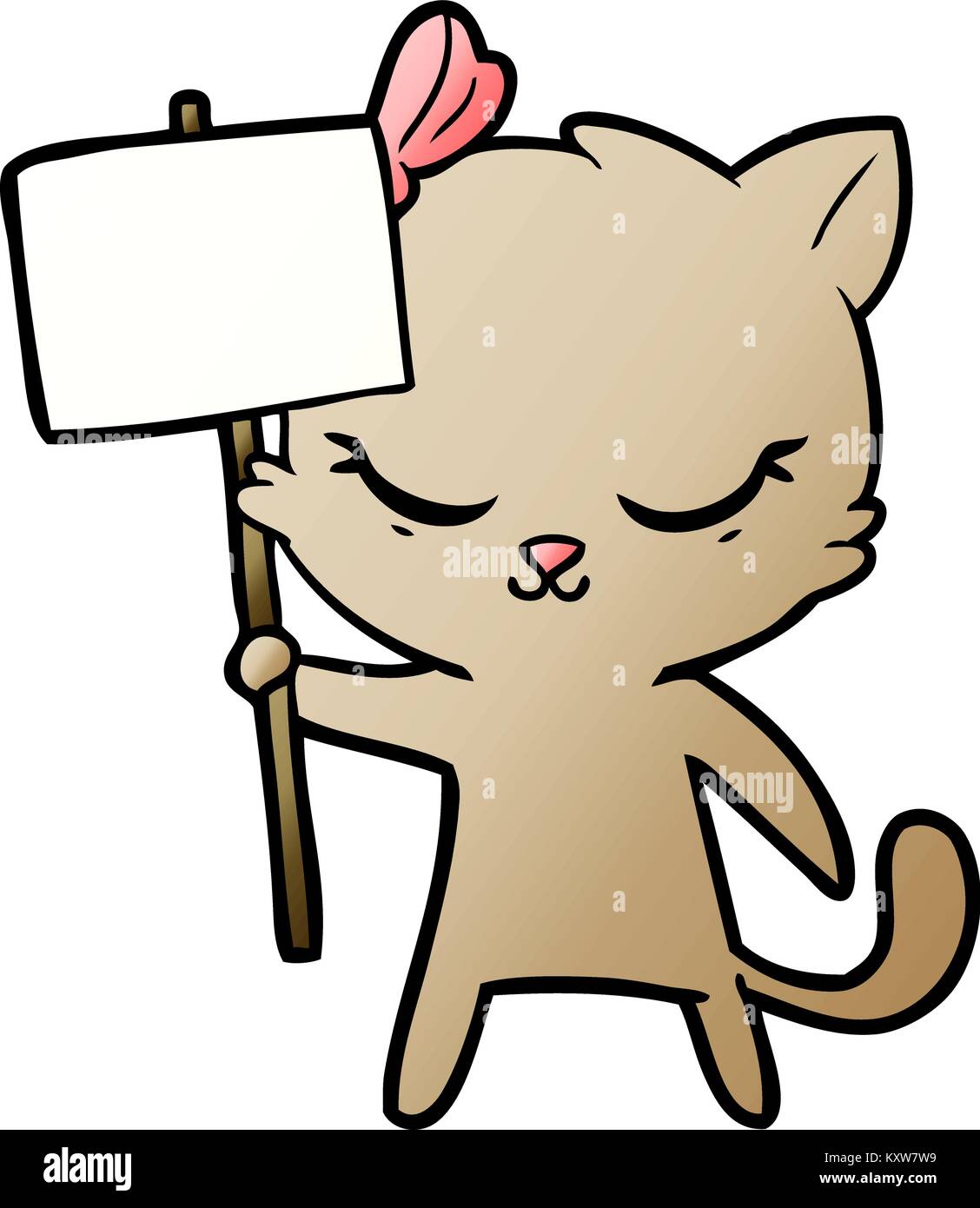 cute cartoon cat with sign Stock Vector Image & Art - Alamy