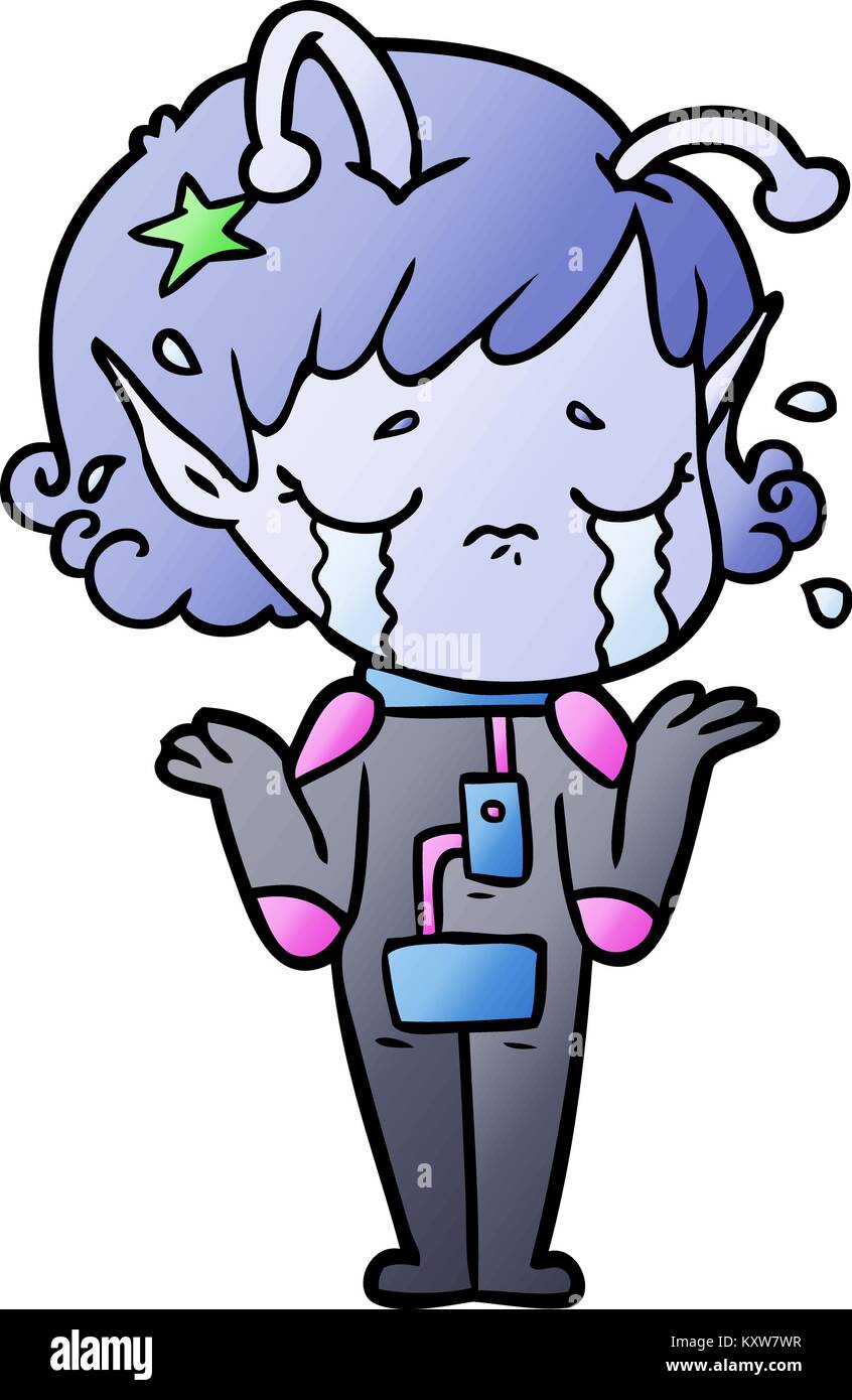 cartoon crying alien girl Stock Vector Image & Art - Alamy