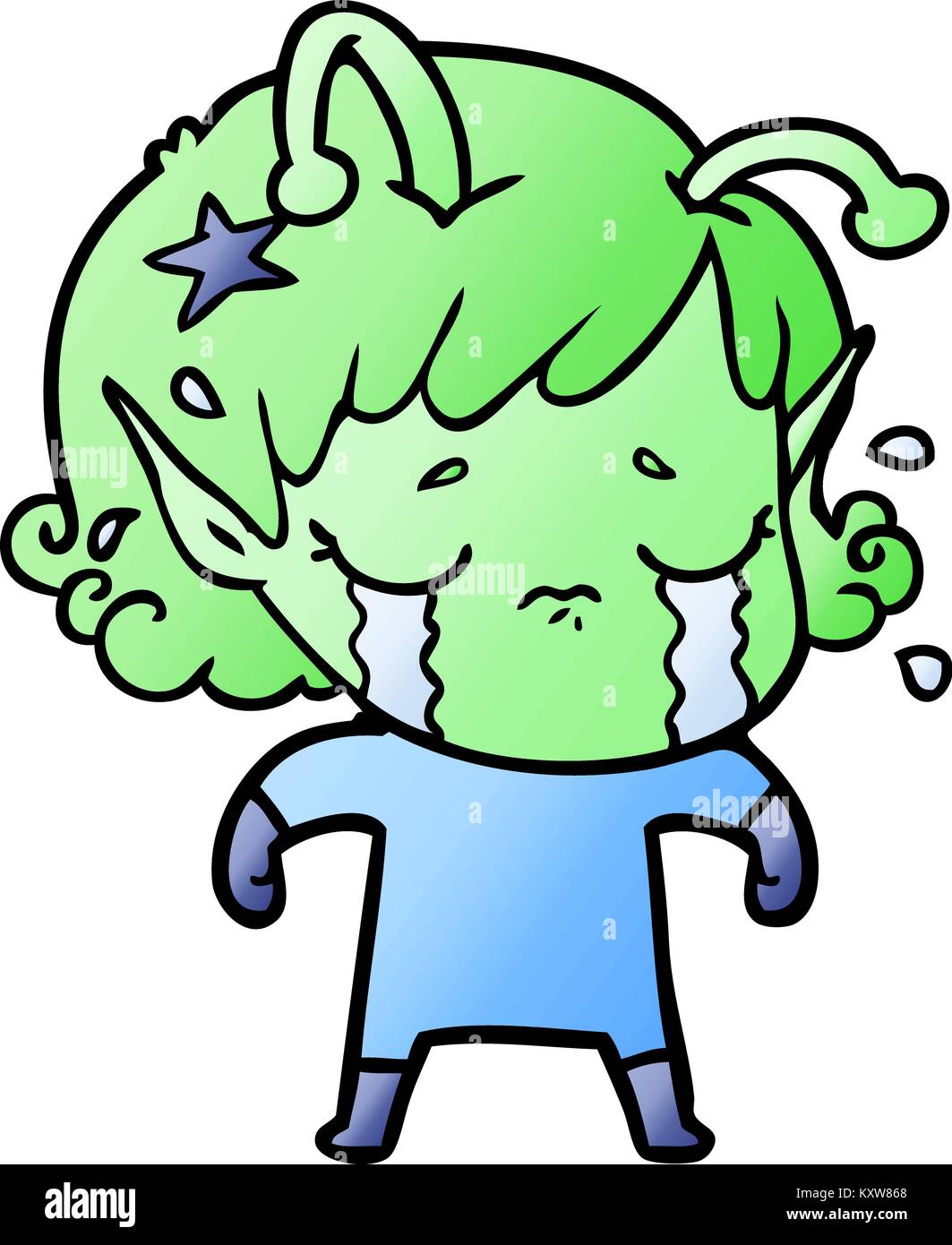 cartoon crying alien girl Stock Vector Image & Art - Alamy