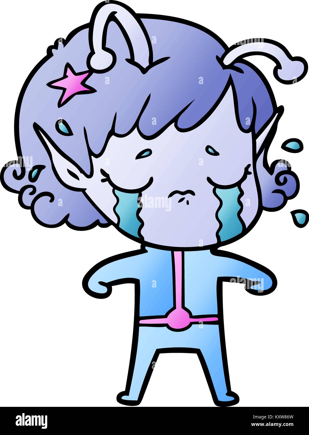 cartoon crying alien girl Stock Vector Image & Art - Alamy