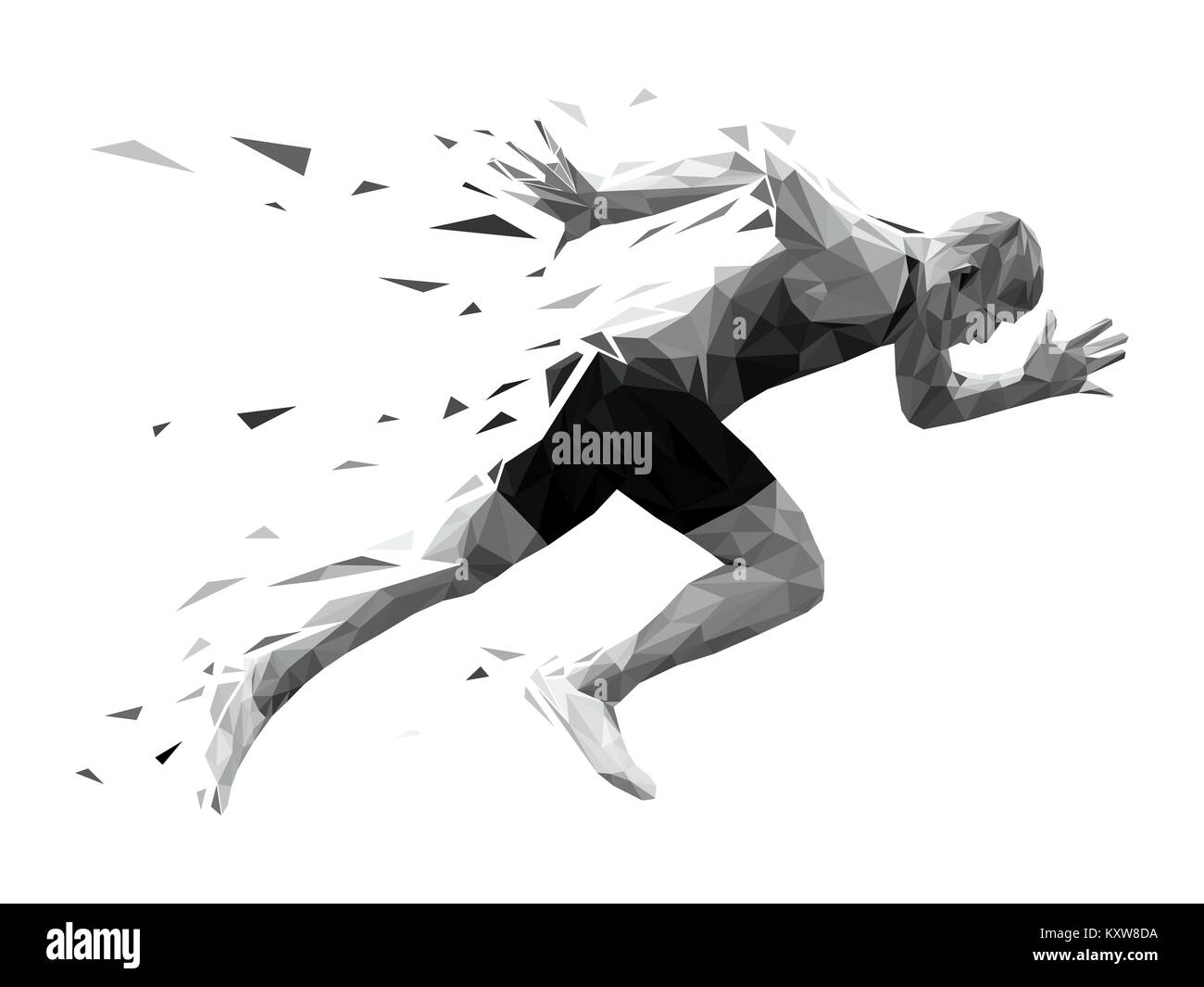 silhouette running man sprinter explosive start. polygonal particles ... silhouette running man sprinter explosive start. polygonal particles ...