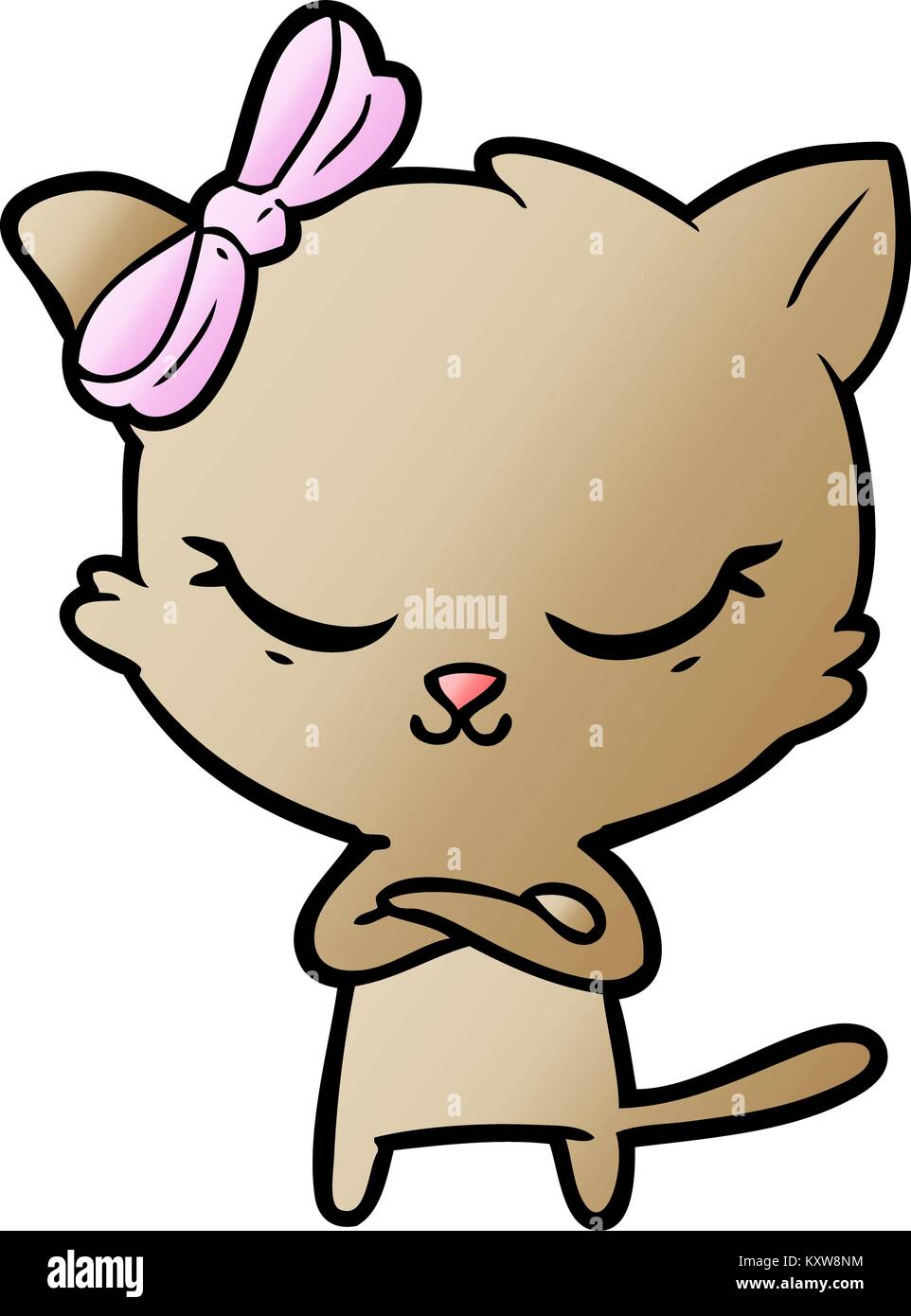 cute cartoon cat with bow Stock Vector Image & Art - Alamy