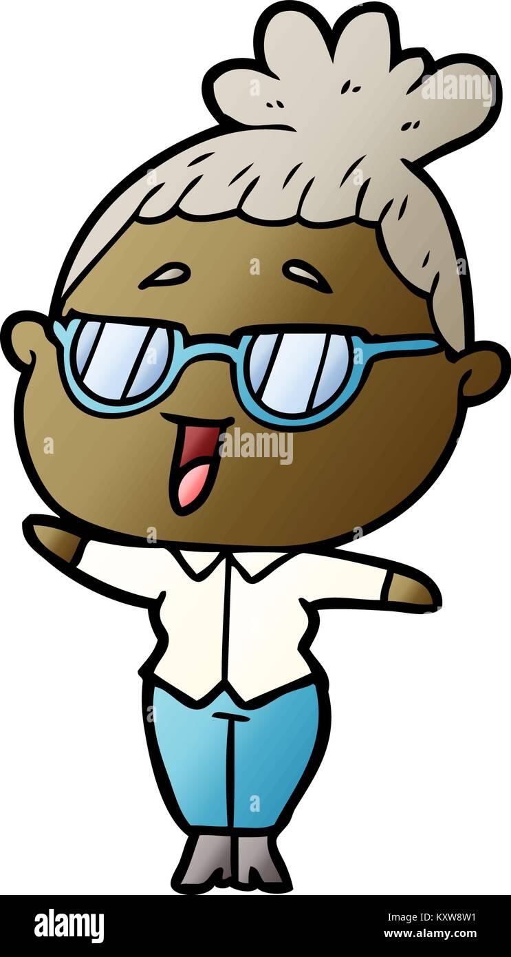 cartoon happy woman wearing spectacles Stock Vector Image & Art - Alamy