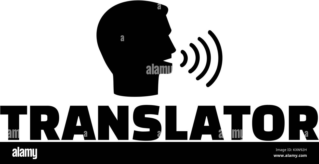 Translator with icon Stock Photo - Alamy