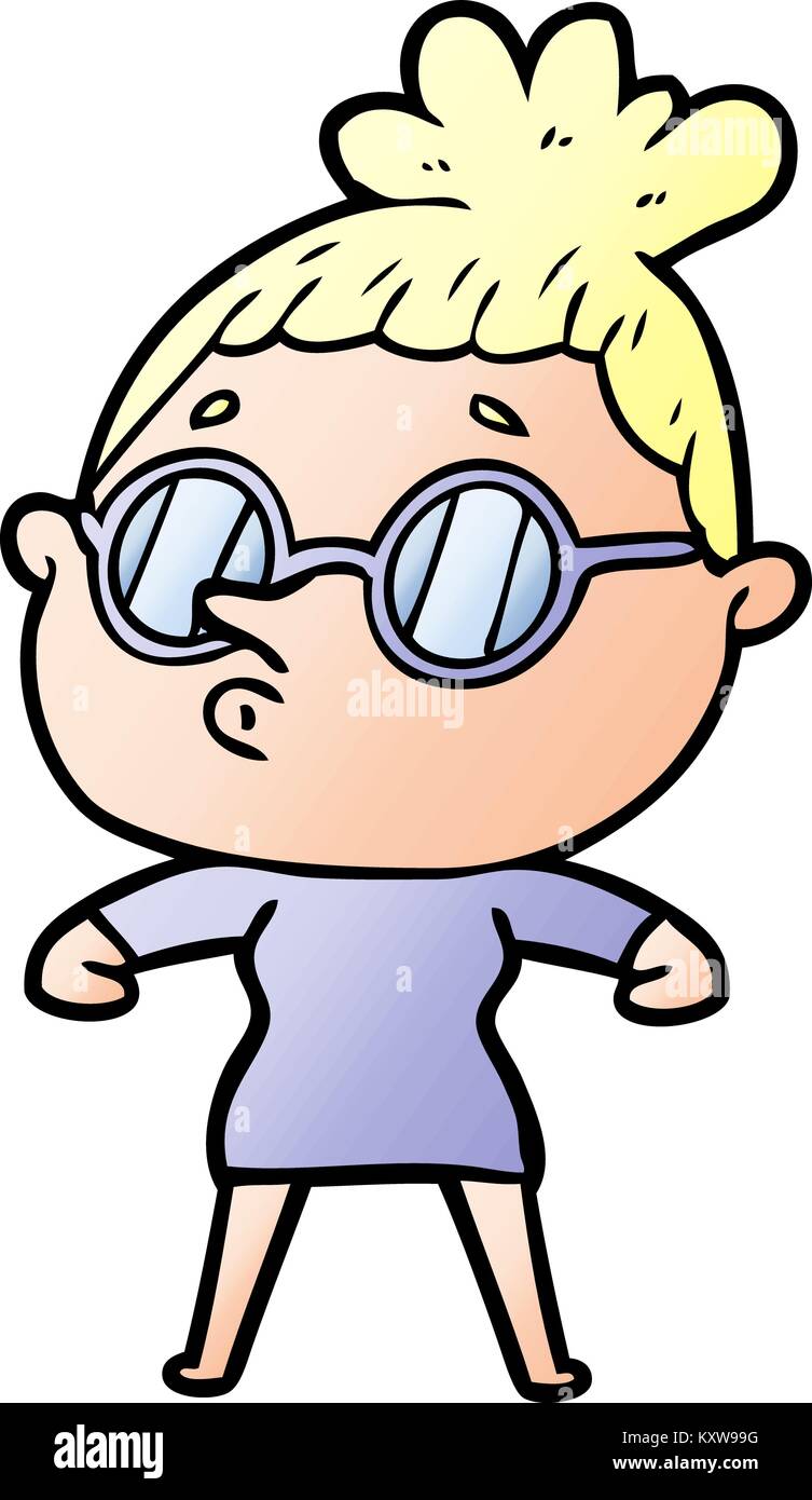 cartoon woman wearing glasses Stock Vector Image & Art - Alamy